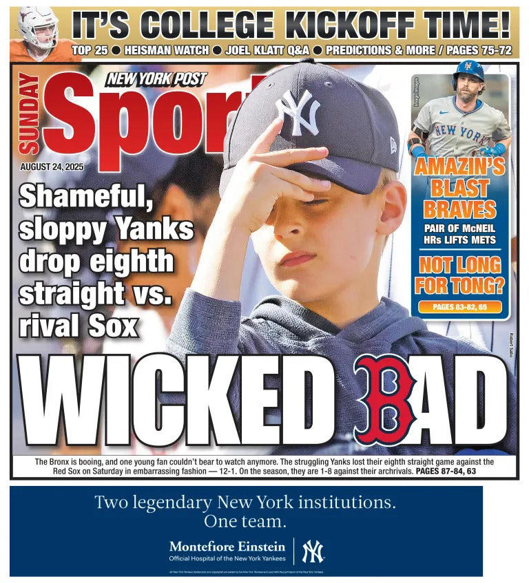 How New York media reacted to Yankees’ ’embarrassing’ 12-1 loss to Red Sox