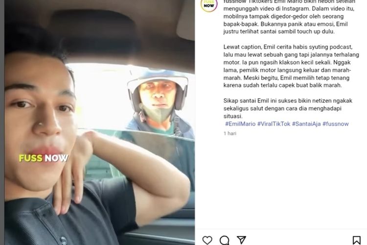 Meski Diamuk Pengendara Motor, TikToker Emil Mario Tetap Santai