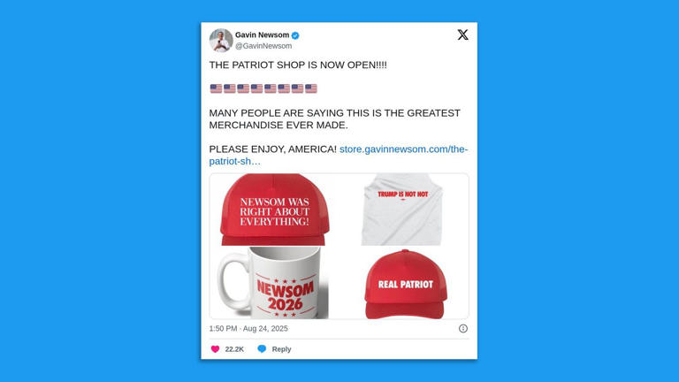 Newsom trolls Trump once again with MAGA-style merch, Bibles