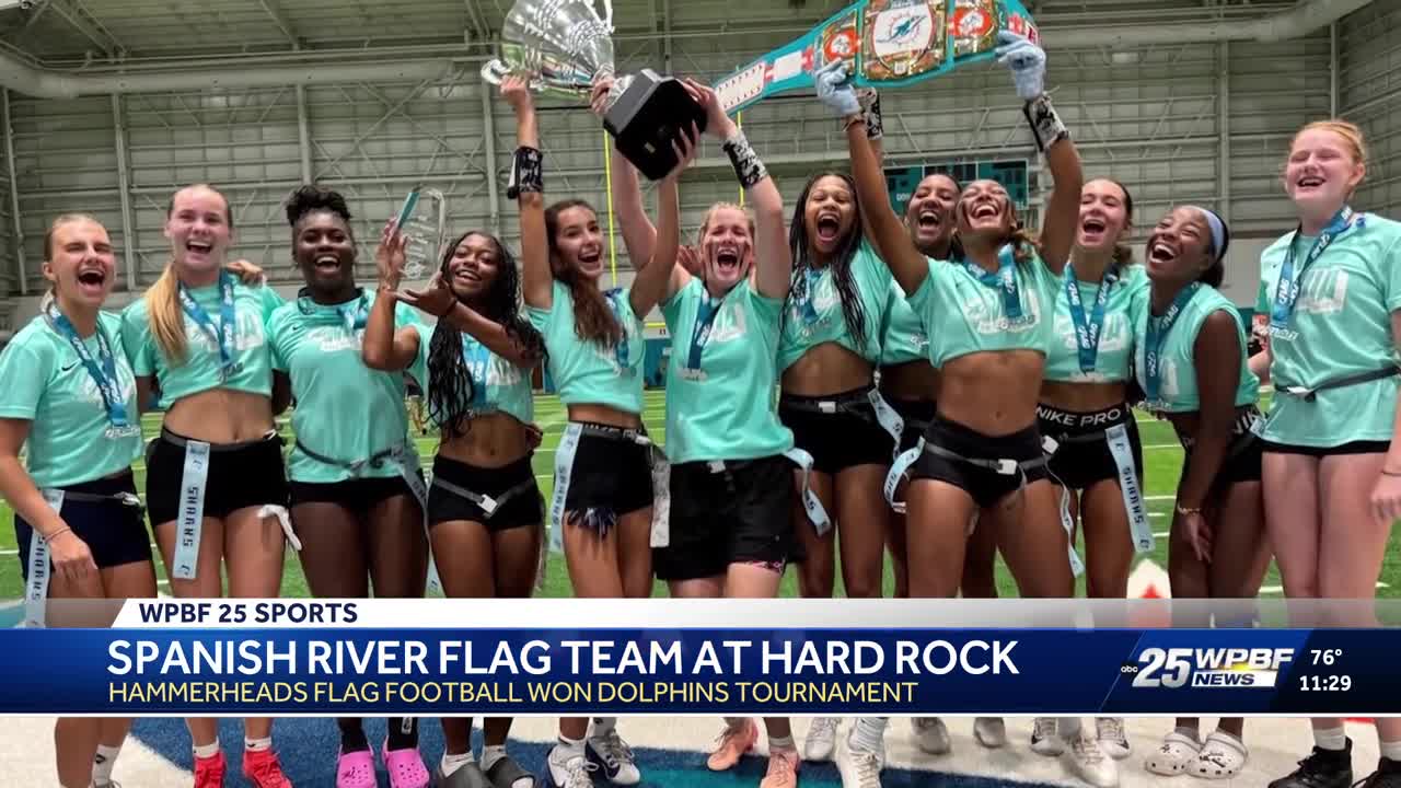 Spanish River high school flag football team hits the field at halftime ...