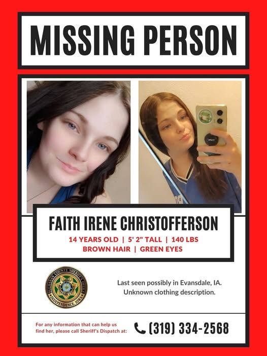 Missing person: Faith Irene Christofferson