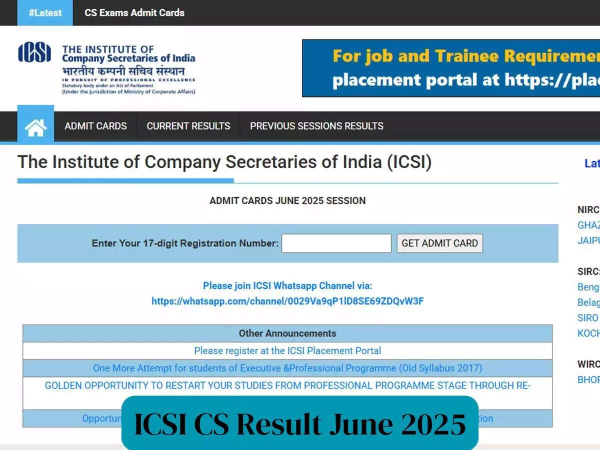 ICSI CS Result June 2025: Check how to download Executive and ...