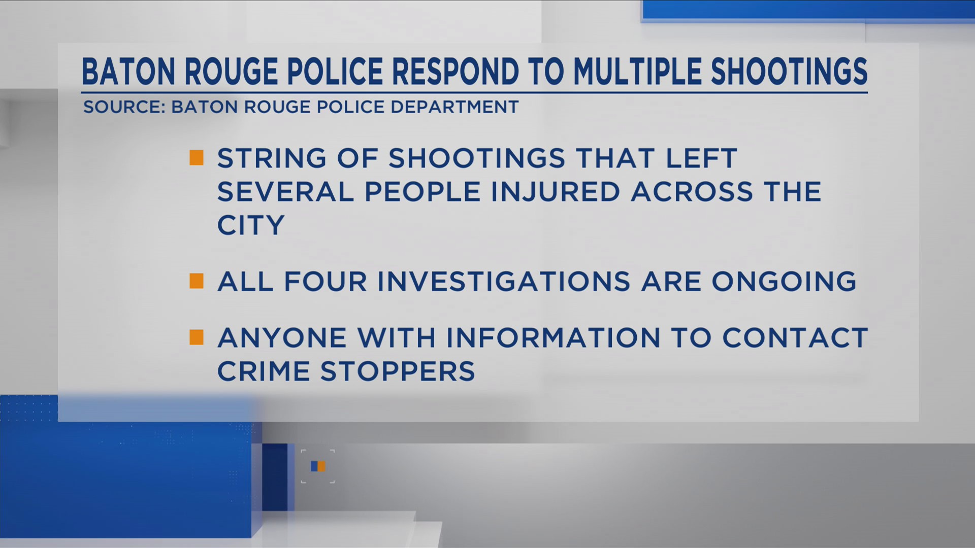 Baton Rouge police respond to multiple shootings Sunday, several injured