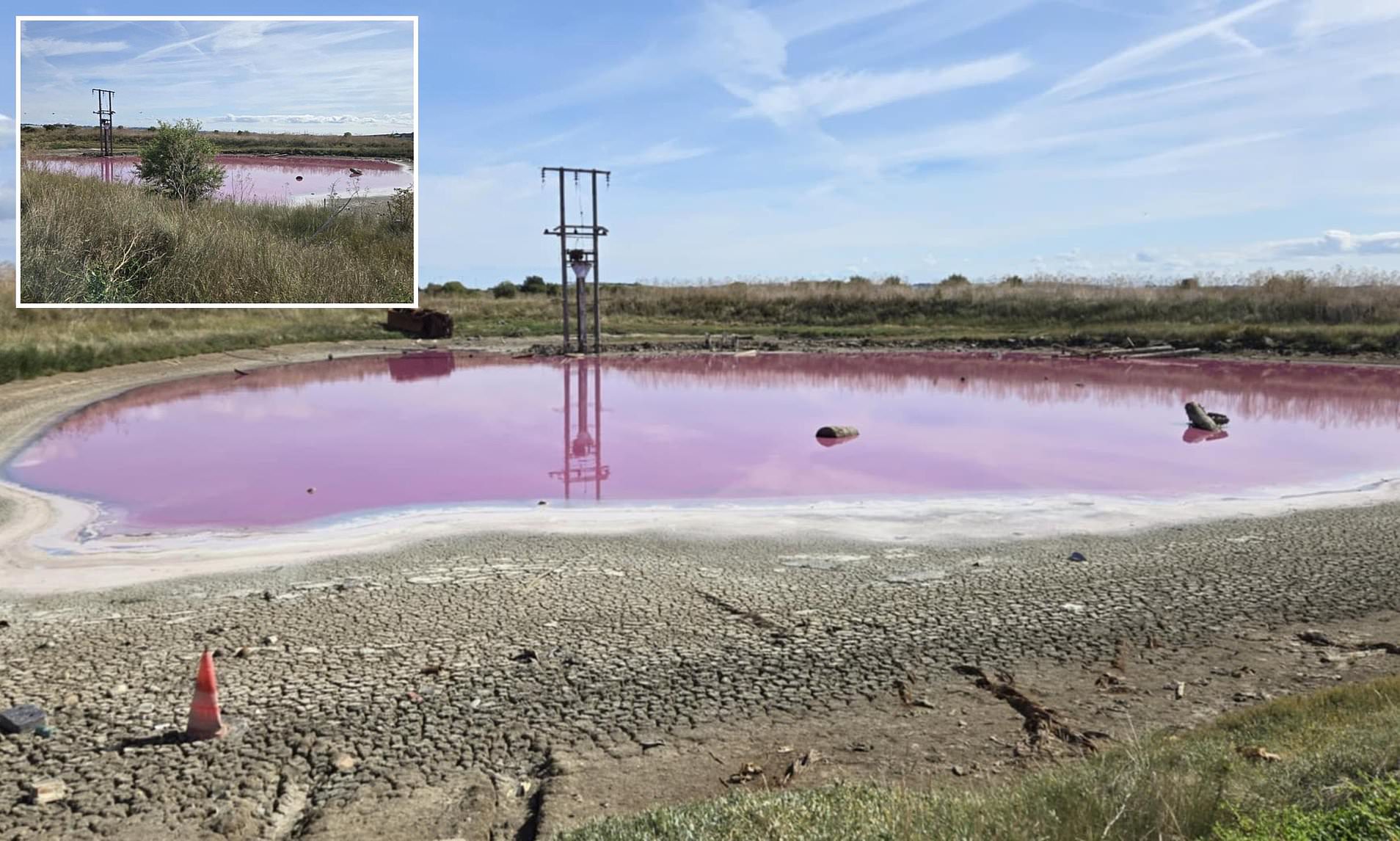 Walkers stunned after discovering bright PINK lake on their travels