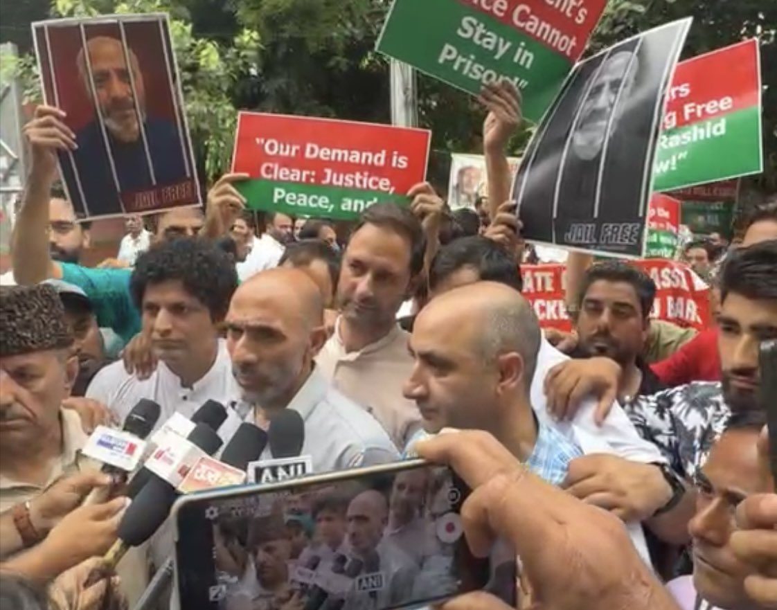 AIP holds protest in Delhi to demand release of jailed MP Er Rashid