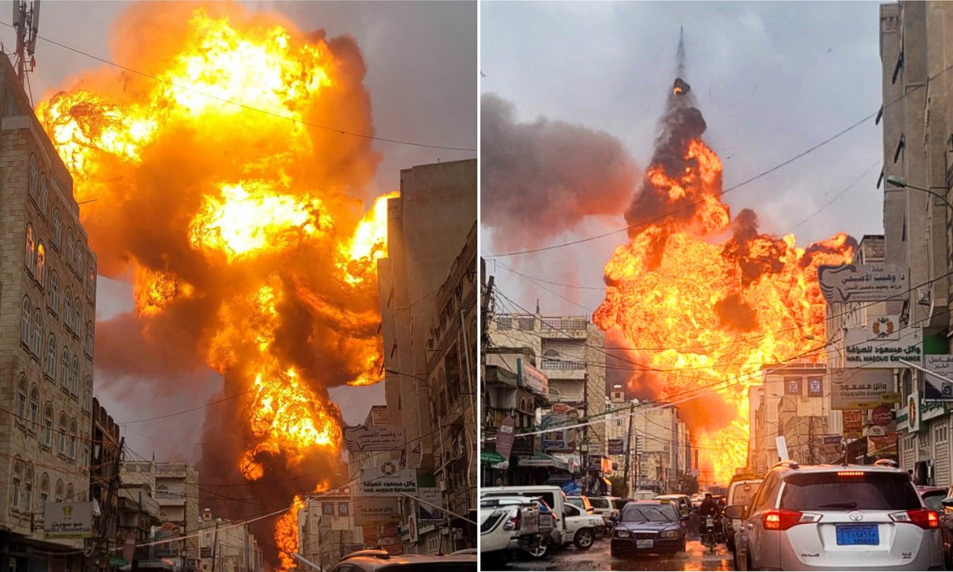 Dramatic moment huge fireball explosion erupts as Israel pounds Yemen ...