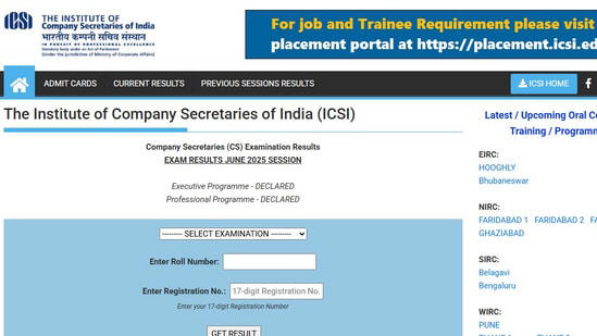 ICSI CS June Result 2025 Live: Executive, Professional results OUT ...