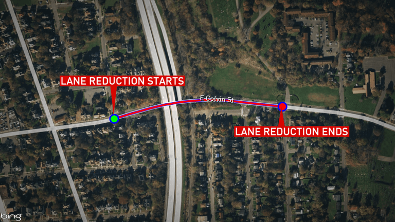 Traffic Alert: Lane reduction on East Colvin Street, Syracuse