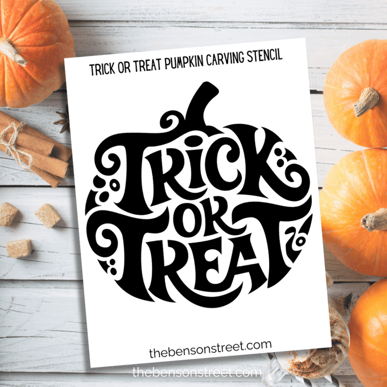 FREE Printable Trick or Treat Pumpkin Stencil for Carving