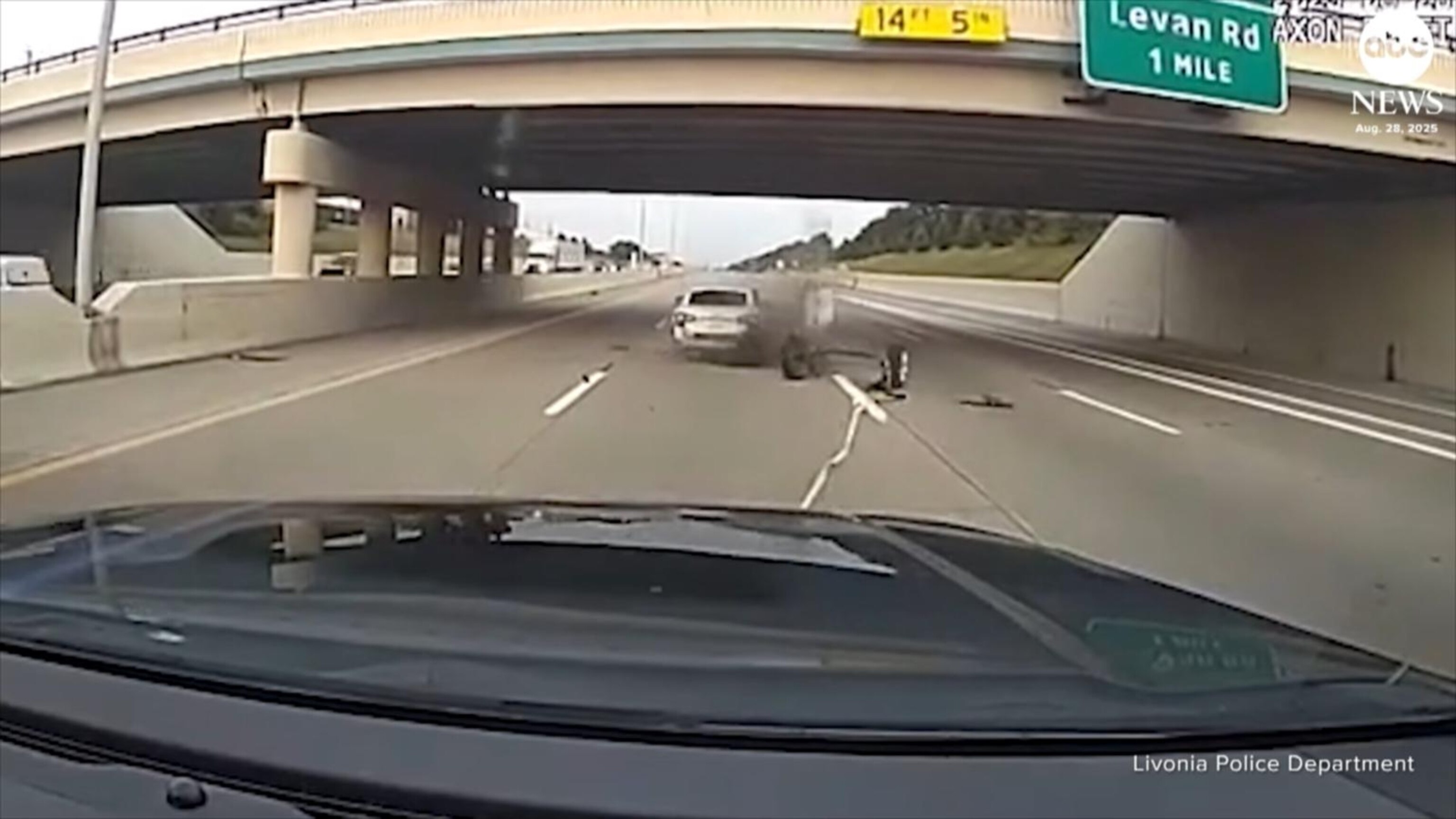 Police use grappler device to stop stolen car suspect on Michigan highway