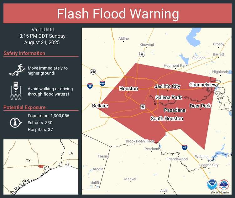 Flash flooding hits Houston Labor Day weekend with additional rain to come