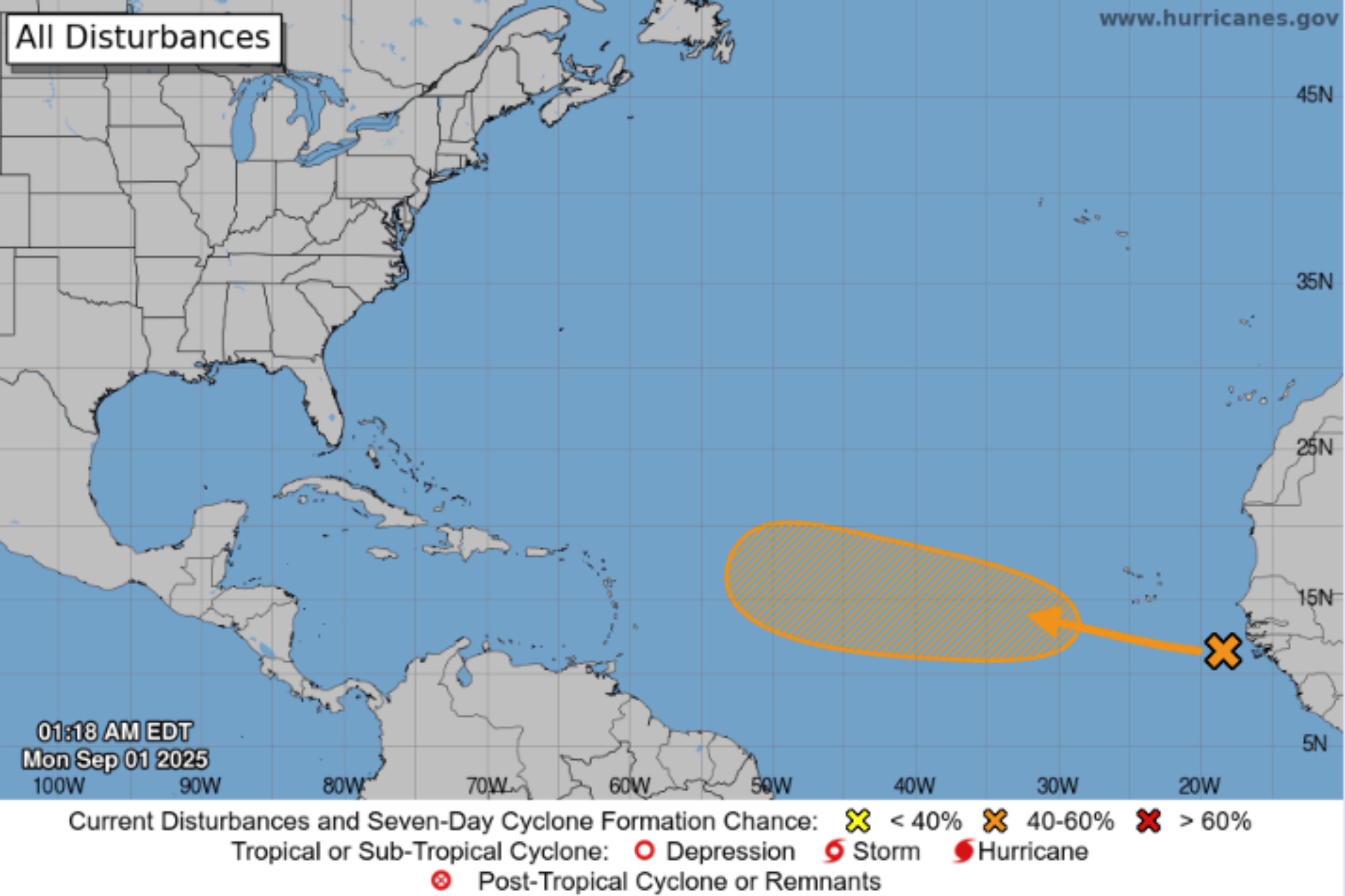 Tropical Storm Gabrielle spaghetti models as chances of forming increase