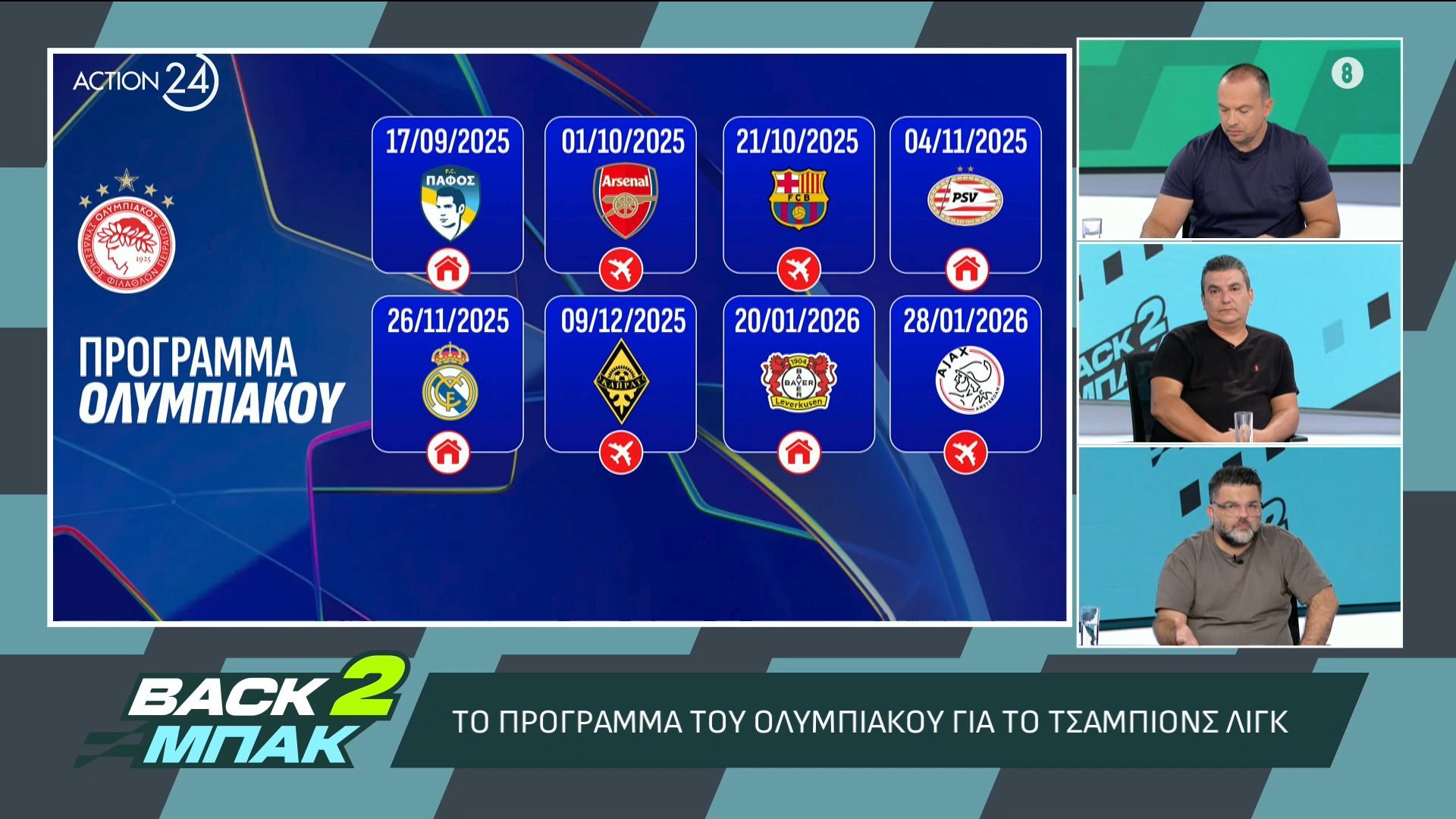 Το πρόγραμμα του Ολυμπιακού για το Τσάμπιονς Λιγκ