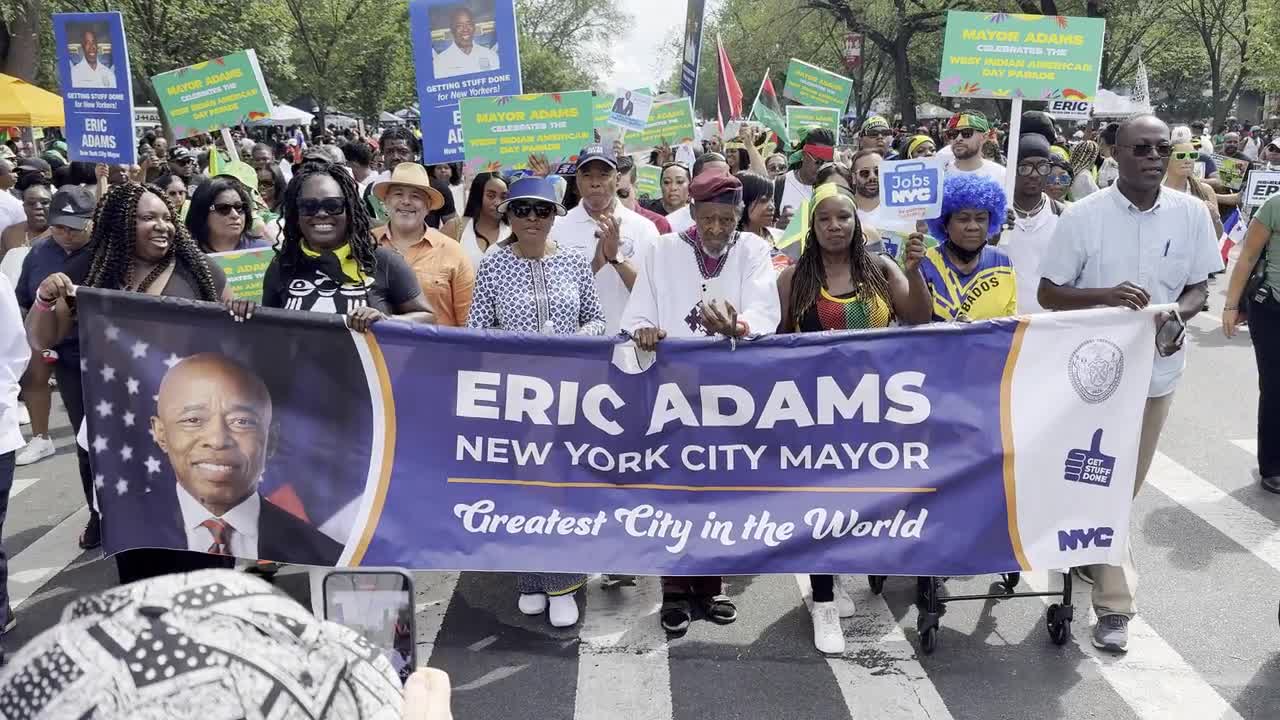New York City Mayor Eric Adams marches in 2025 West Indian Day Parade ...