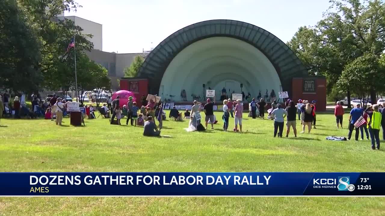 Dozens gather in Ames for Labor Day rally