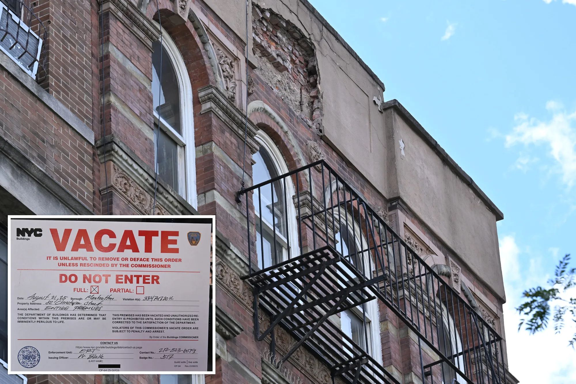 Blindsided residents ordered to evacuate crumbling NYC building after ...
