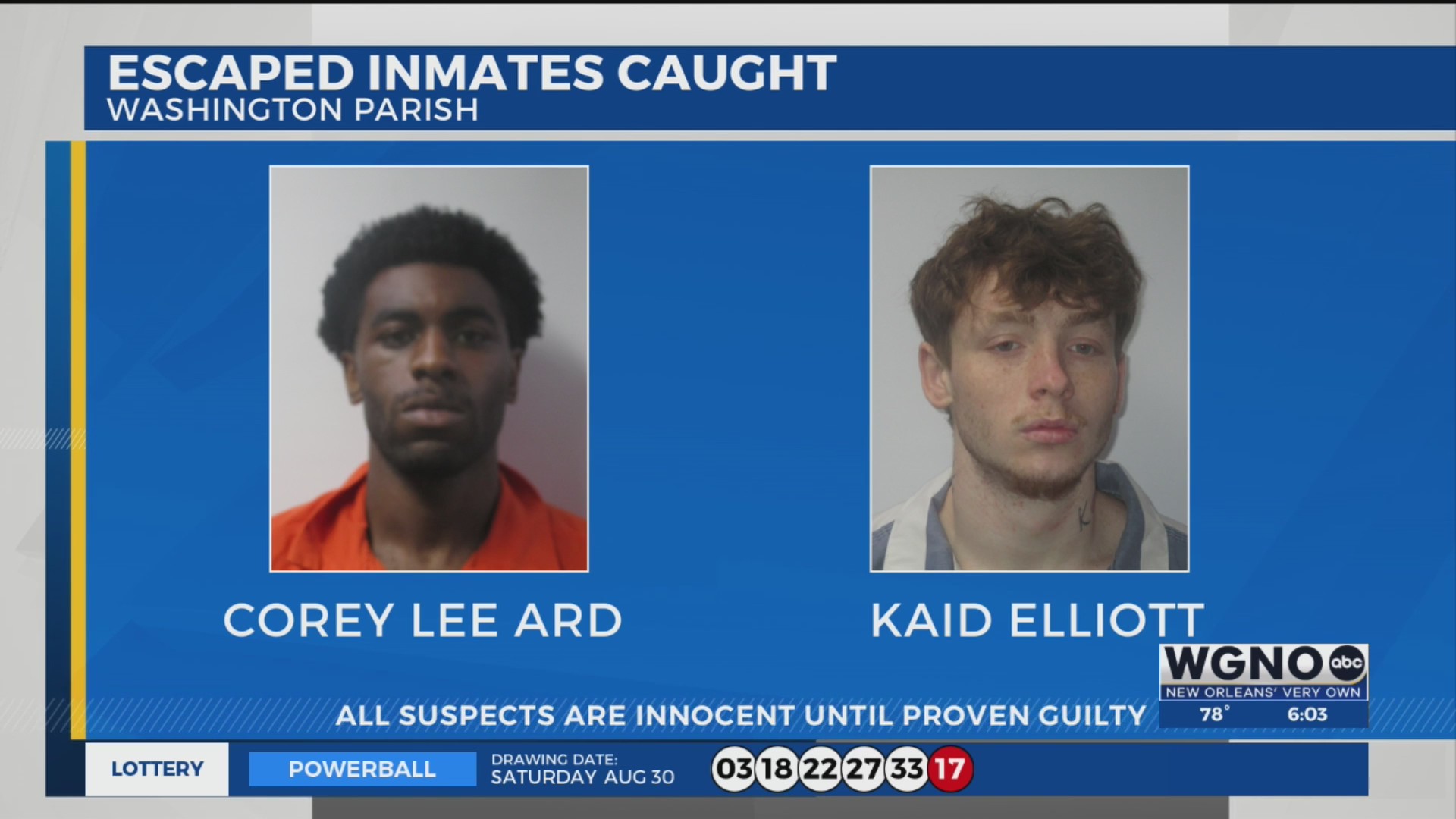Escaped Washington Parish inmates recaptured hours later
