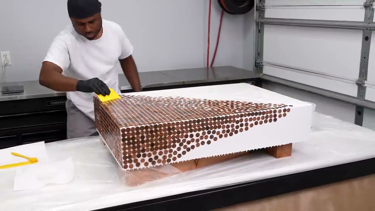 I Made a DIY Epoxy Resin Table with Pennies