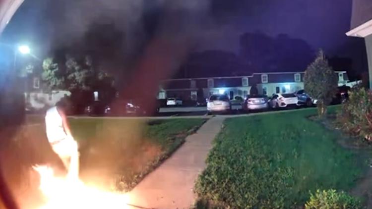 Neighbor's doorbell video shows moment deadly suspected arson fire ...