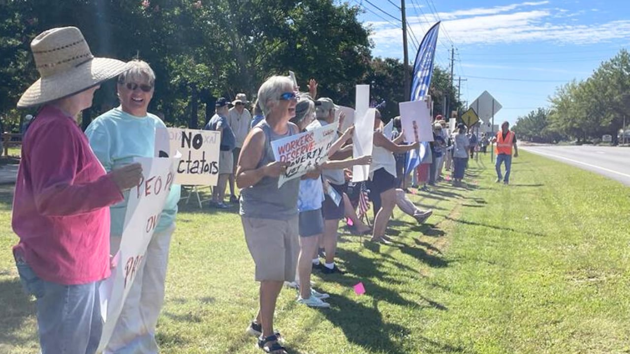 Protestors gather to make voices heard at Workers over Billionaires rally