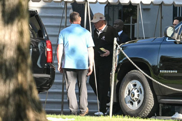 Weary Donald Trump breaks cover as he's spotted leaving White House ...