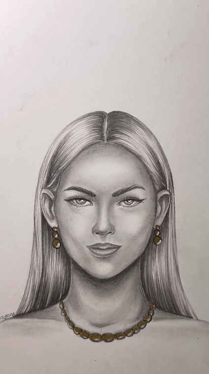 Monochrome Portrait with Golden Jewelry