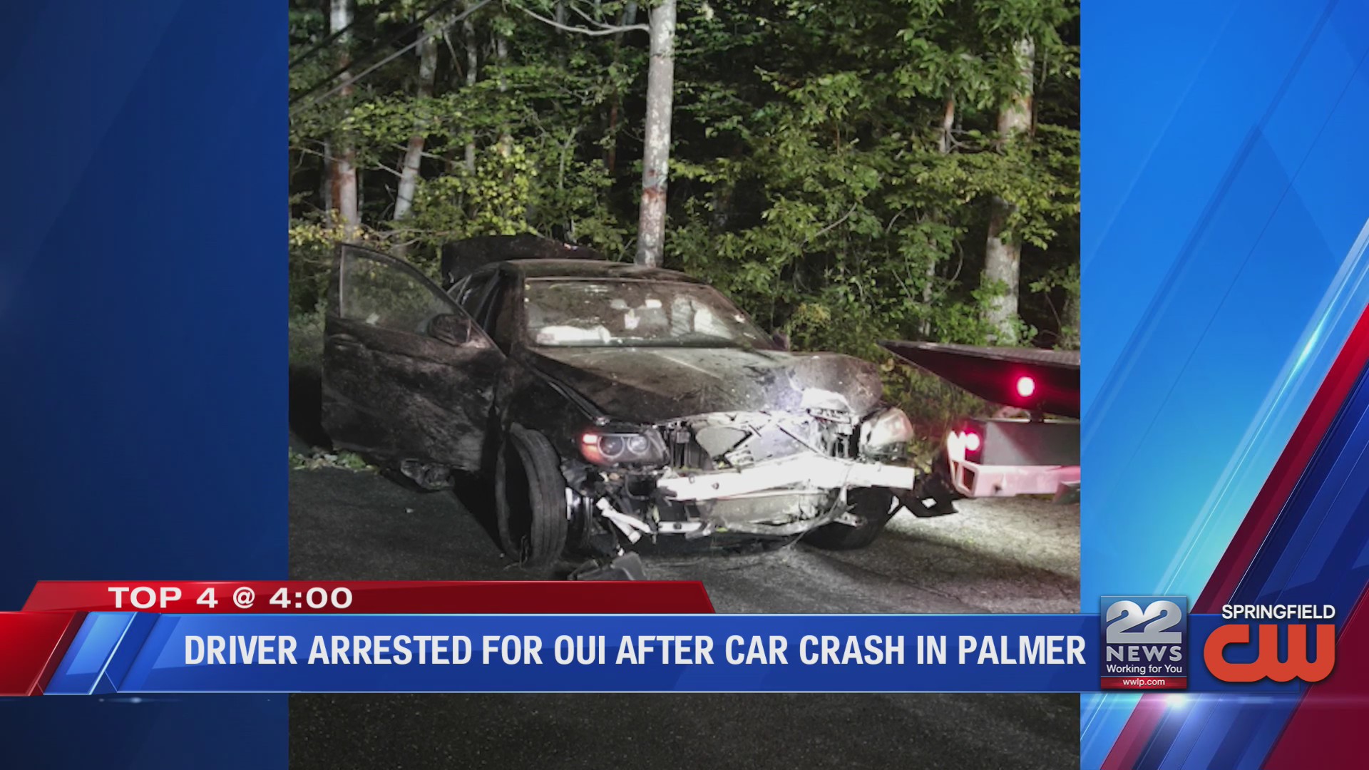Driver arrested for OUI after car crash in Palmer