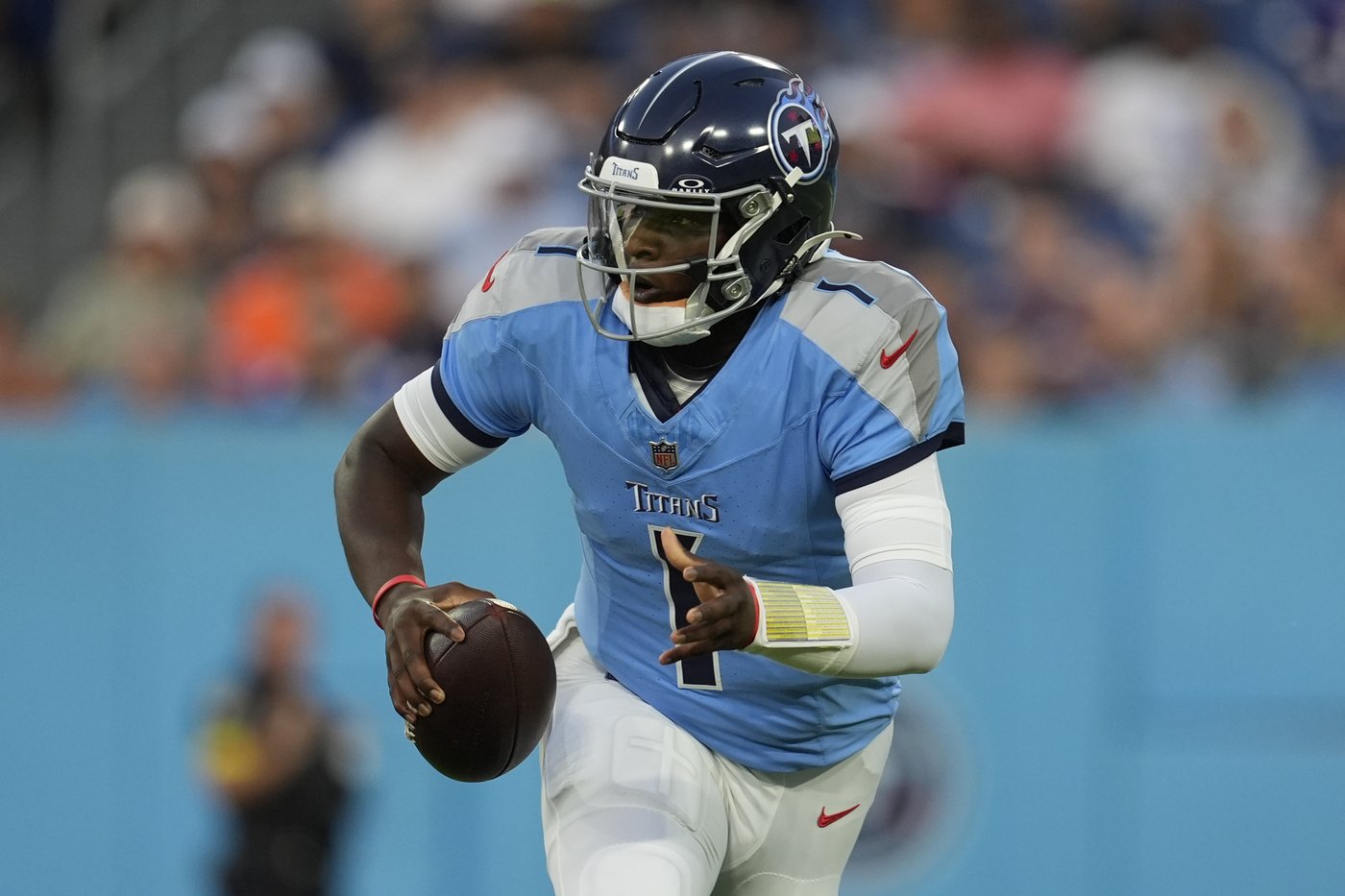 Titans rookie QB Cam Ward faces tough test against Broncos strong ...