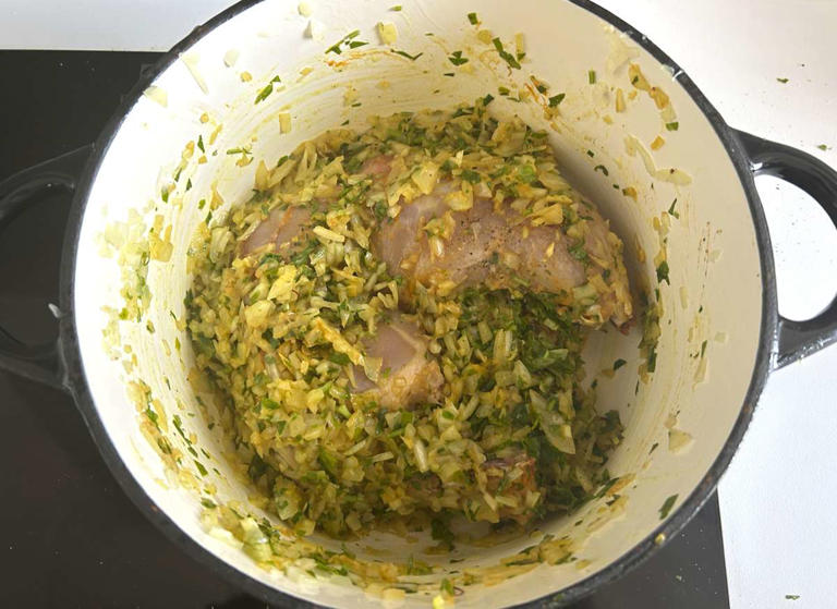 Traditional Moroccan pastilla with phyllo dough, chicken and spices