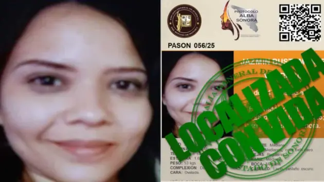Localizan con vida a Jazmín Bustamante en Hermosillo