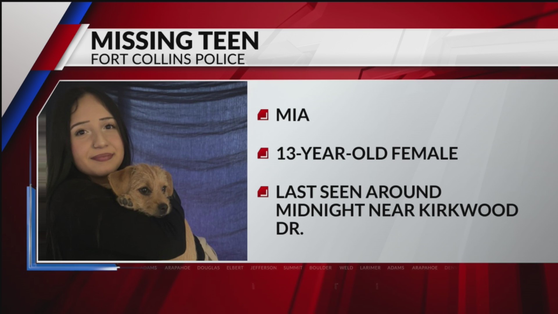 Fort Collins police searching for missing 13-year-old