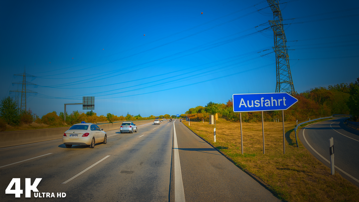 Scenic Highway Drive on Autobahn A3 – Germany (4K)