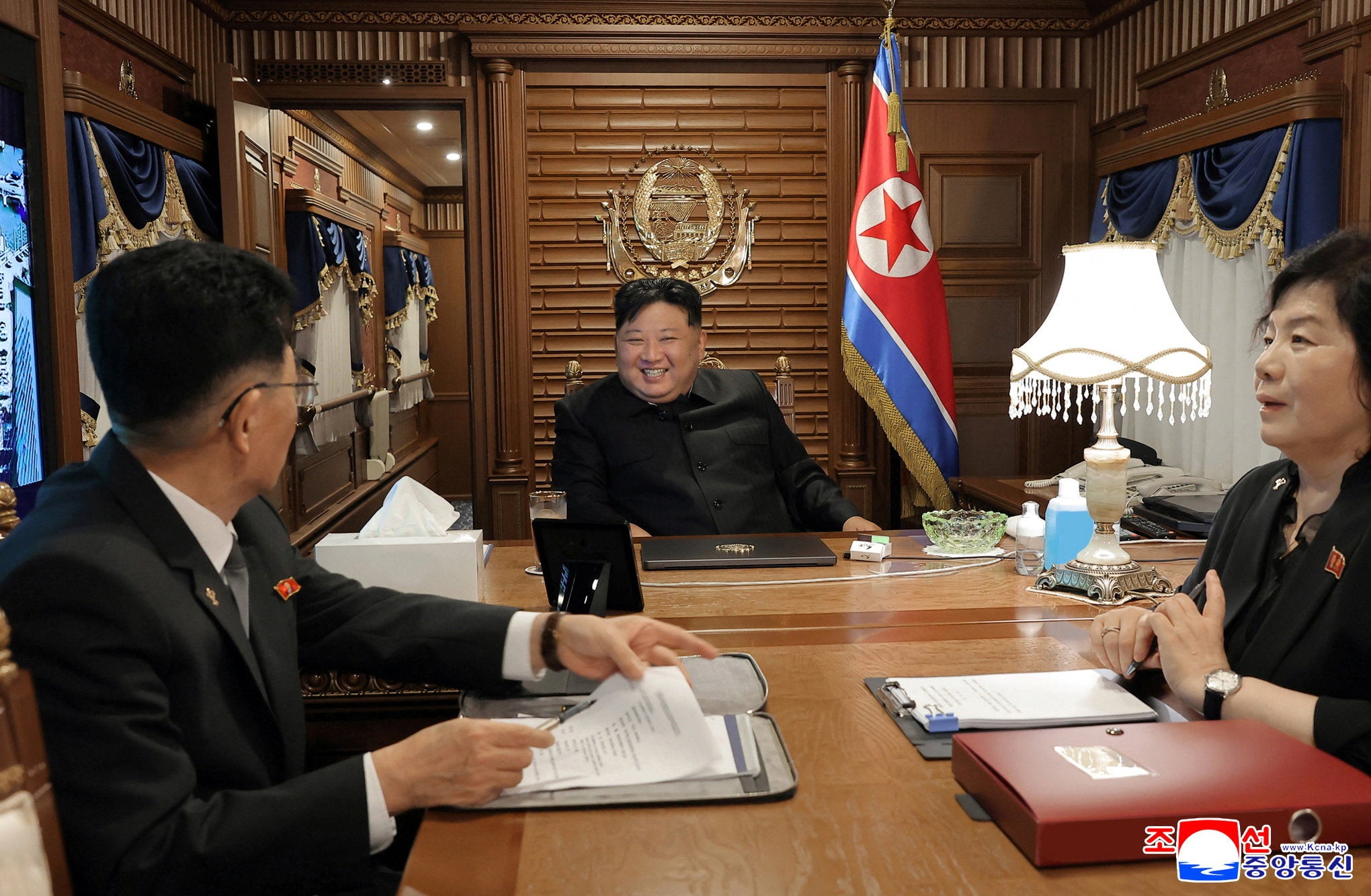 Kim Jong Un arrives in China on armoured train to meet Xi and Putin