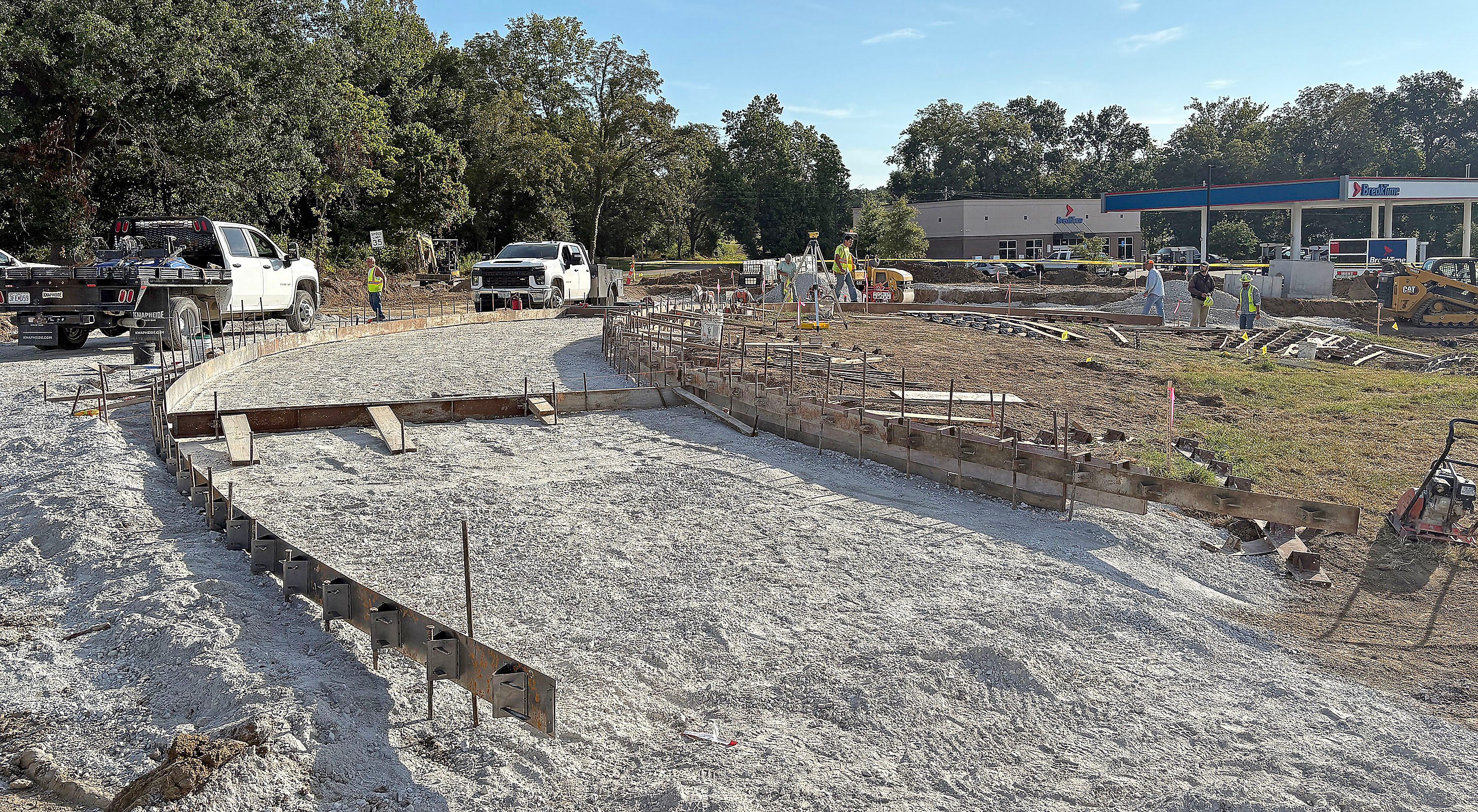 Route K, Old Plank Road roundabout construction enters second phase