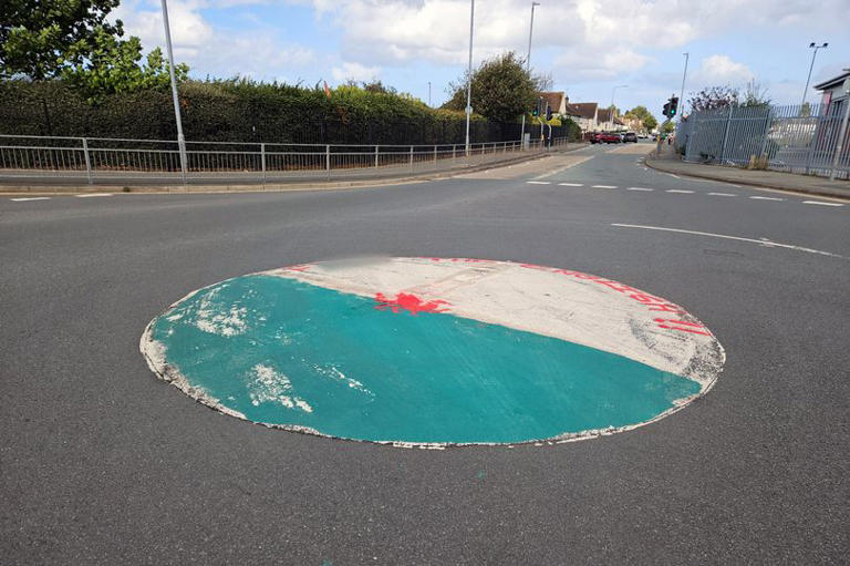 Police slam obscene 'hate' graffiti daubed on Llandudno roundabout
