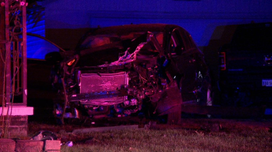 Police chase ends when suspect vehicle hits house