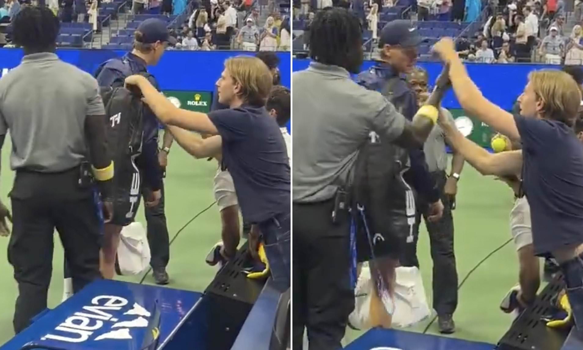 Shocking moment brazen US Open fan tries to STEAL from Jannik Sinner's ...