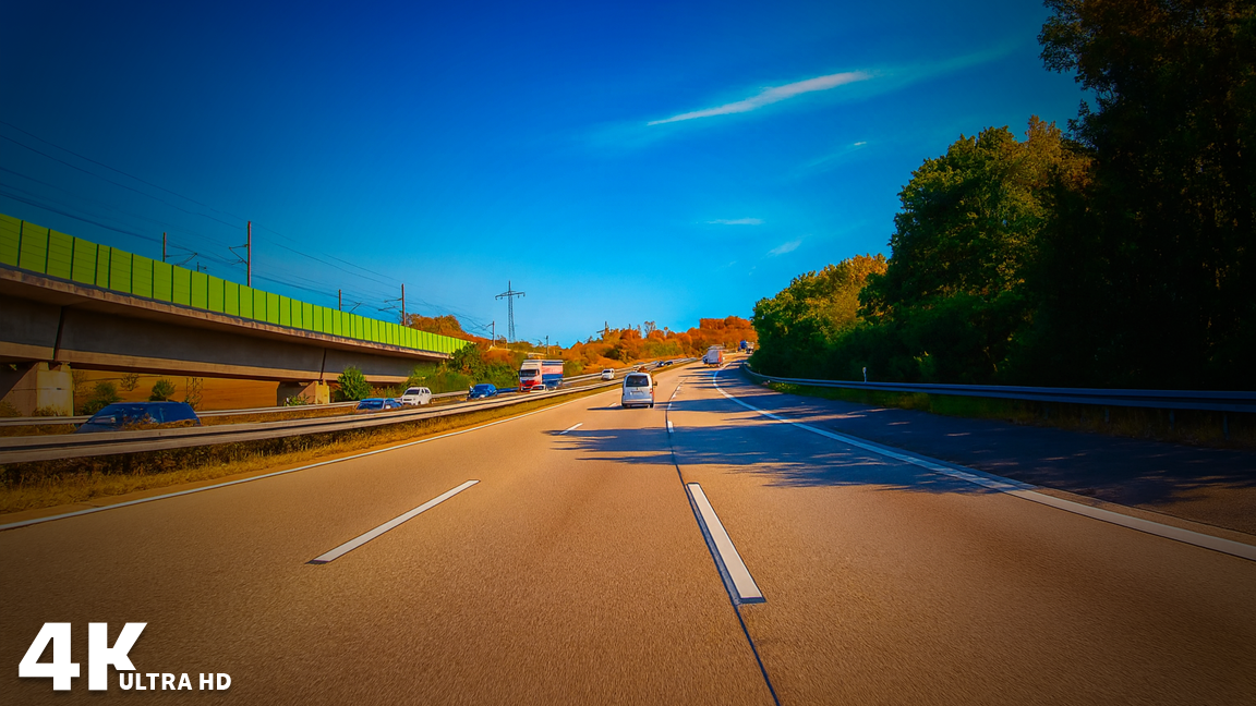 Scenic Drive on Autobahn A3 – Germany (4K)