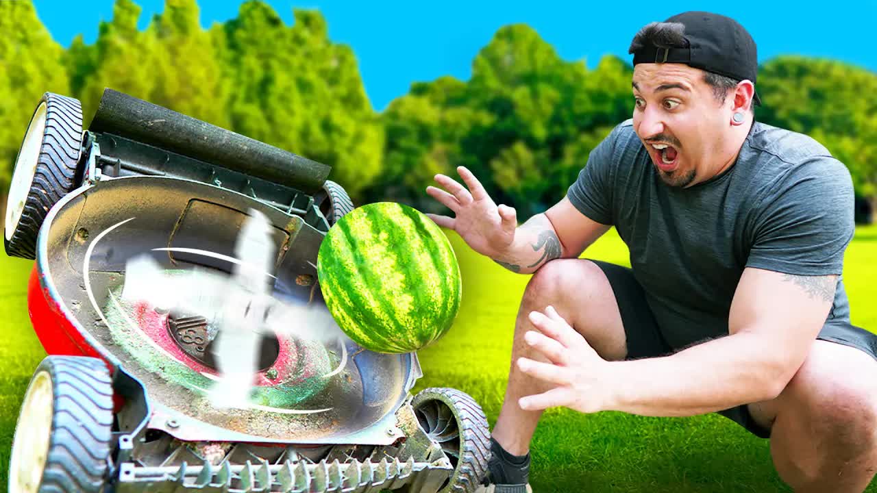 Exploding things with a lawn mower!