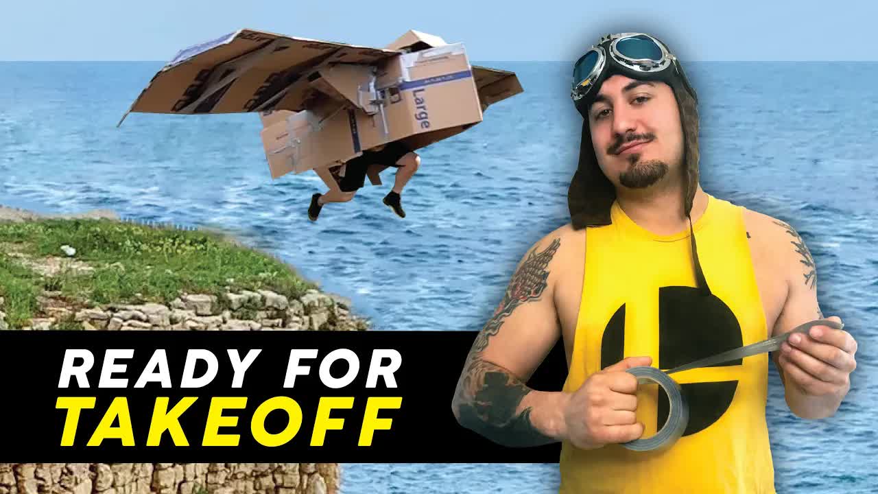 DIY cardboard airplane construction and crash!