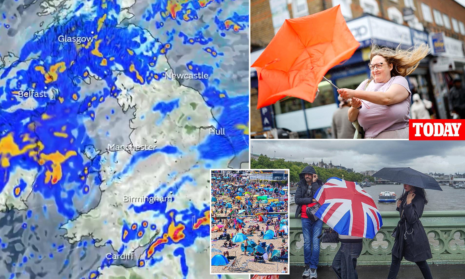 Heavy rain and strong winds are set to sweep across Britain as warmest ...
