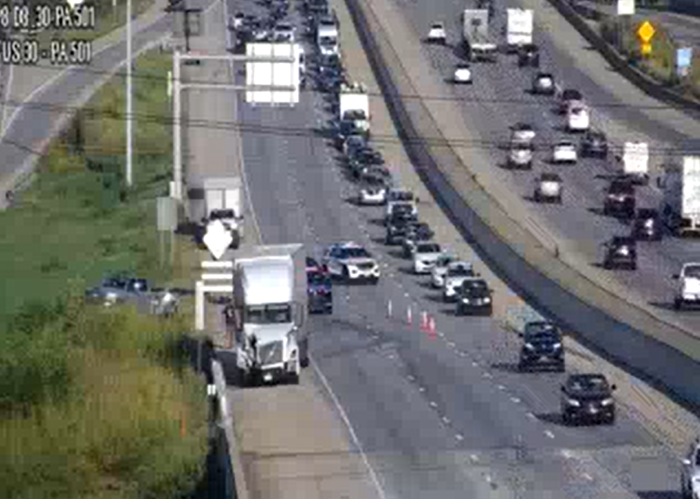 Tractor-trailer crash causes massive backup on Route 30
