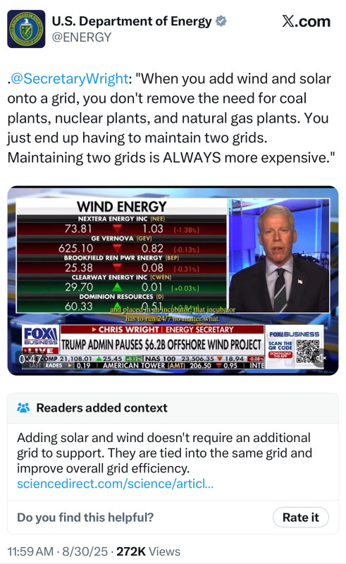 Trump’s Energy Secretary Zapped by Community Note