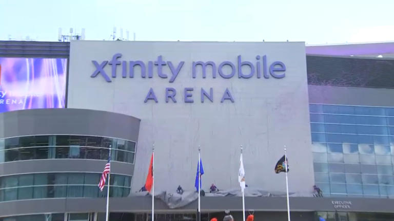 The renamed Xfinity Mobile Arena unveils new sign in South Philly