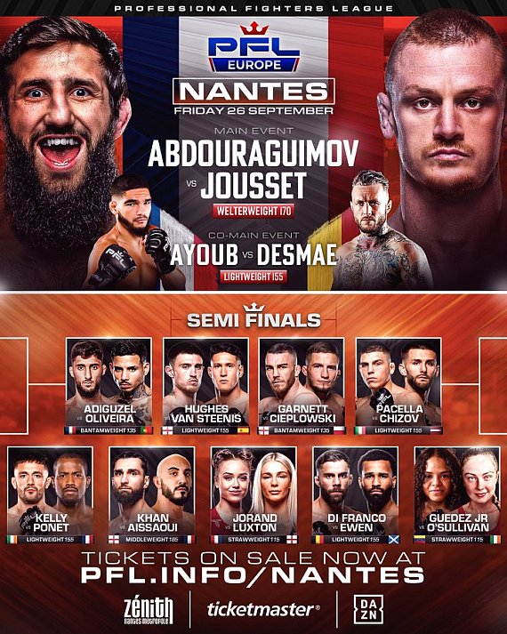 Full Card Announced for PFL Europe Nantes on Sept. 26