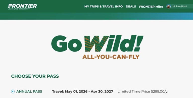 Frontier Airlines $299 GoWild! Annual Pass — Lowest Price Ever, Good ...