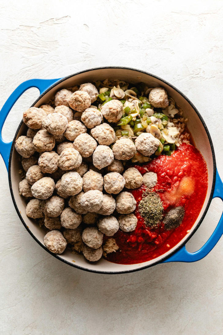 One Pot Meatballs and Rice