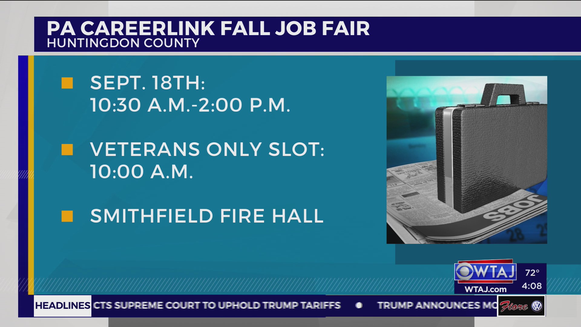 PA CareerLink Huntingdon hosting fall job fair at Smithfield Fire Hall