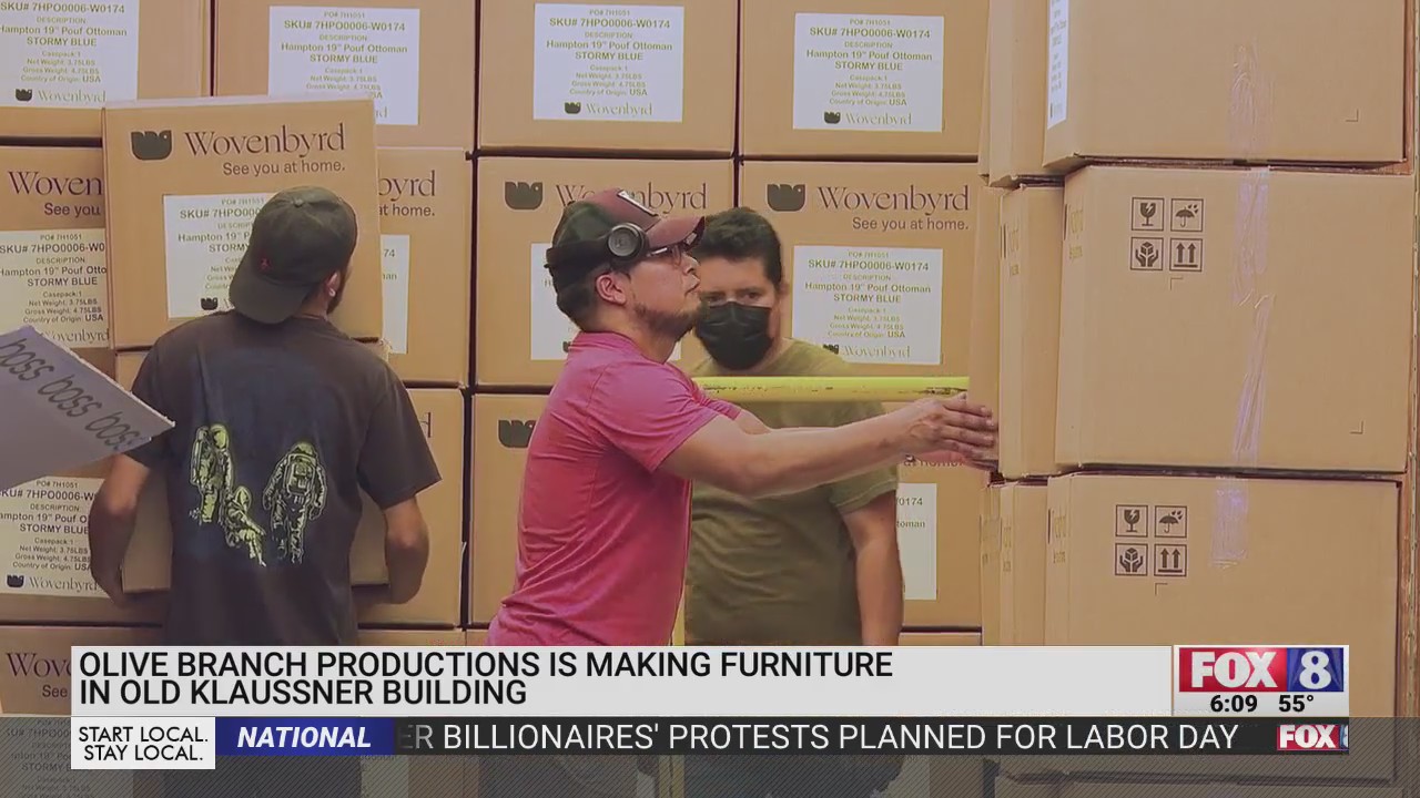 Olive Branch Productions is making furniture in old Klaussner building