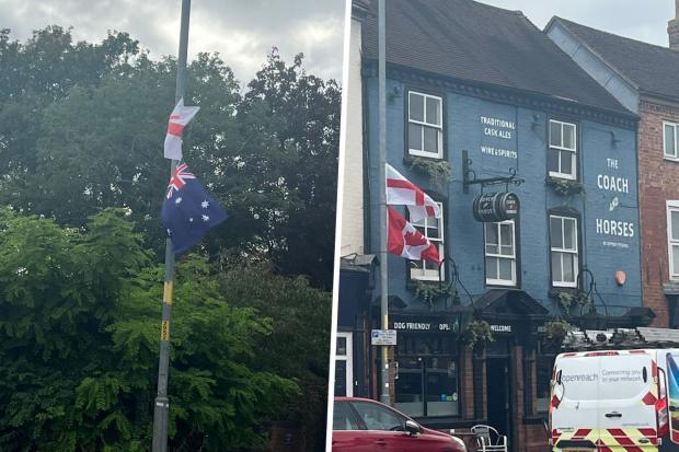New flags from various countries appear on lampposts in city centre